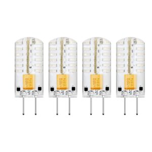 tzhilan green g4 led light bulb 12v ac/dc 2w 48×3014 smd 20w halogen bulb equivalent, capsule spotlight lamps for landscape holiday decoration, atmosphere creation, 4-pack