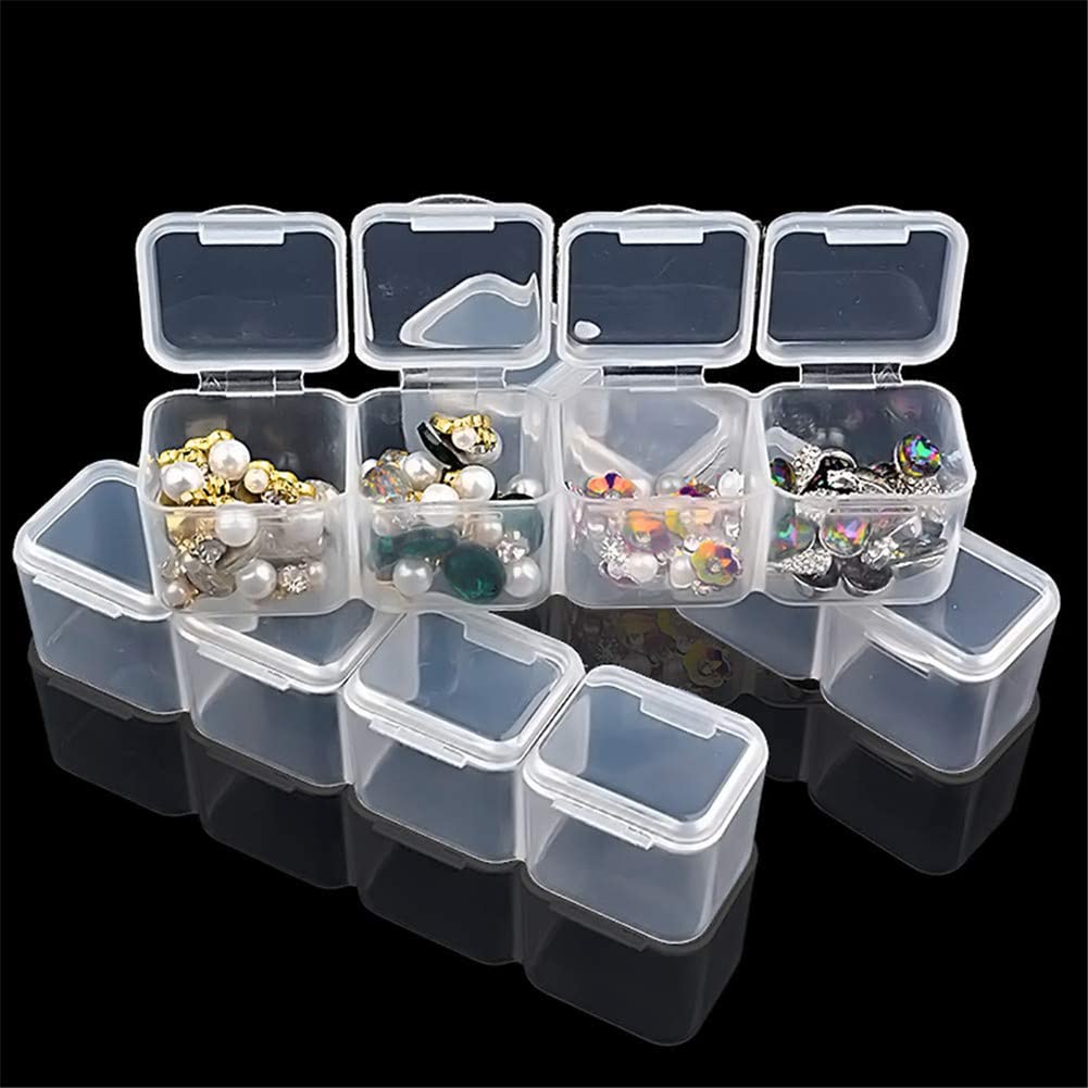 Rhinestones Box, 28 Grids Clear Acrylic Nail Decorations Storage Box ,Nail Art Tool Jewelry Storage Box for Rhinestone Beads Container Collection,Display Containers Case