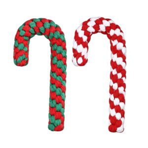 2 pieces christmas pet chew toys,candy cane rope dog toy,sturdy pet chewing toys for medium&large dog puppy pet teeth cleaning