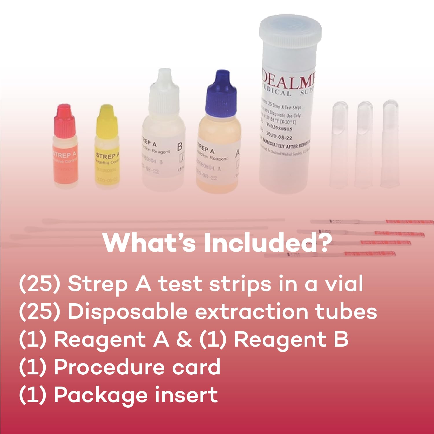 Dealmed Rapid Diagnostic Strep A Test Kits – Made in USA, CLIA-Waived, 25 Tests/Box (Pack of 1)