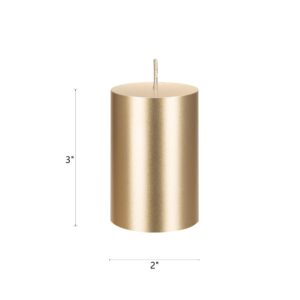 Mega Candles 1 pc Unscented Gold Round Pillar Candle, Hand Poured Premium Wax Candles 2 Inch x 3 Inch, Home Décor, Wedding Receptions, Baby Showers, Birthdays, Celebrations, Party Favors & More