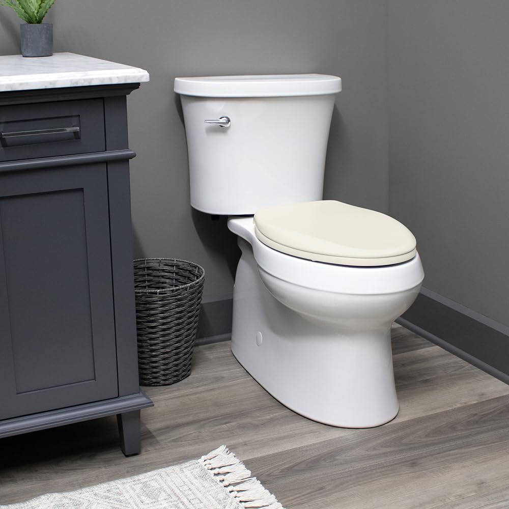 MAYFAIR 887SLOW 346 Affinity Slow Close Removable Plastic Toilet Seat that will Never Loosen, Providing the Perfect Fit, ROUND, Long Lasting Solid Plastic, Biscuit