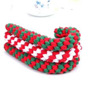 2 Pieces Christmas Pet Chew Toys,Candy Cane Rope Dog Toy,Sturdy Pet Chewing Toys for Medium&Large Dog Puppy Pet Teeth Cleaning