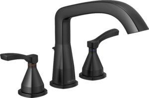 delta faucet t2776-bl three hole roman tub trim deck-mount without diverter, matte black