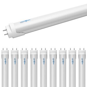 luminosum t8/t10/t12 4 foot led light tube 20w 48 inch, 40w equivalent, natural white 4000k, frosted cover, dual-end powered, ballast bypass retrofit, etl listed, 10-pack