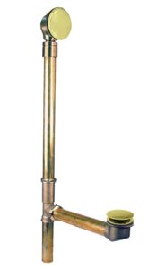 westbrass d326hbj-03 25" bath waste assembly with ball joint, tip-toe drain and illusionary overflow faceplate, polished brass