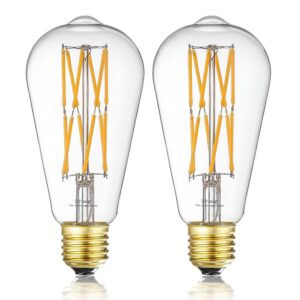 leools vintage led edison bulb dimmable 10w led filament light bulbs,1200 lumen,4000k neutral white,100 watt equivalent,e26 medium base decorative antique lamp for home 2pack.(white)