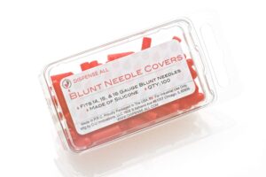 dispense all - blunt needle covers, red, fits 14, 15, & 16 gauge (qty 100)