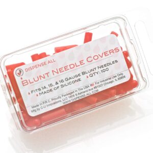 Dispense All - Blunt Needle Covers, Red, Fits 14, 15, & 16 Gauge (QTY 100)