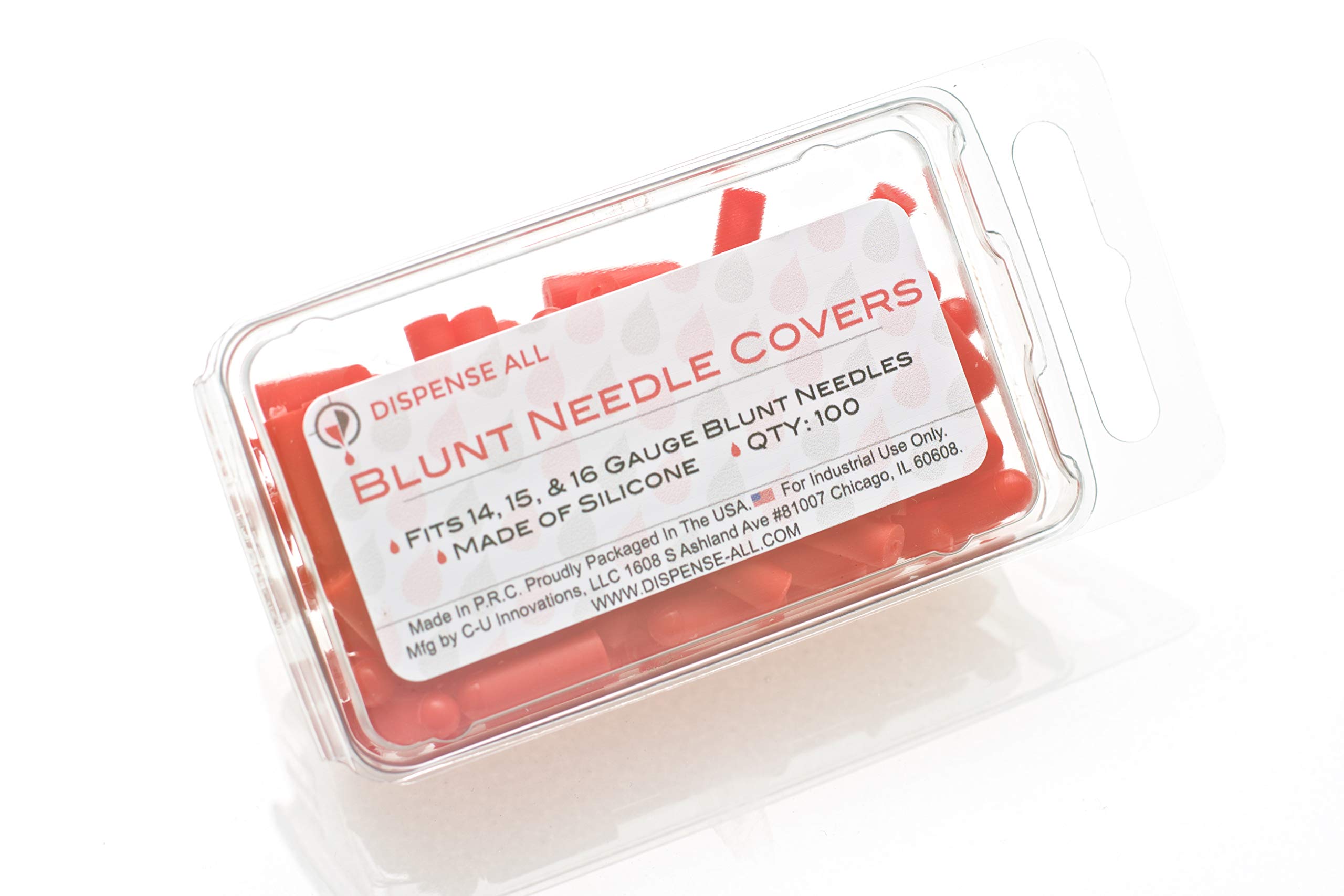 Dispense All - Blunt Needle Covers, Red, Fits 14, 15, & 16 Gauge (QTY 100)