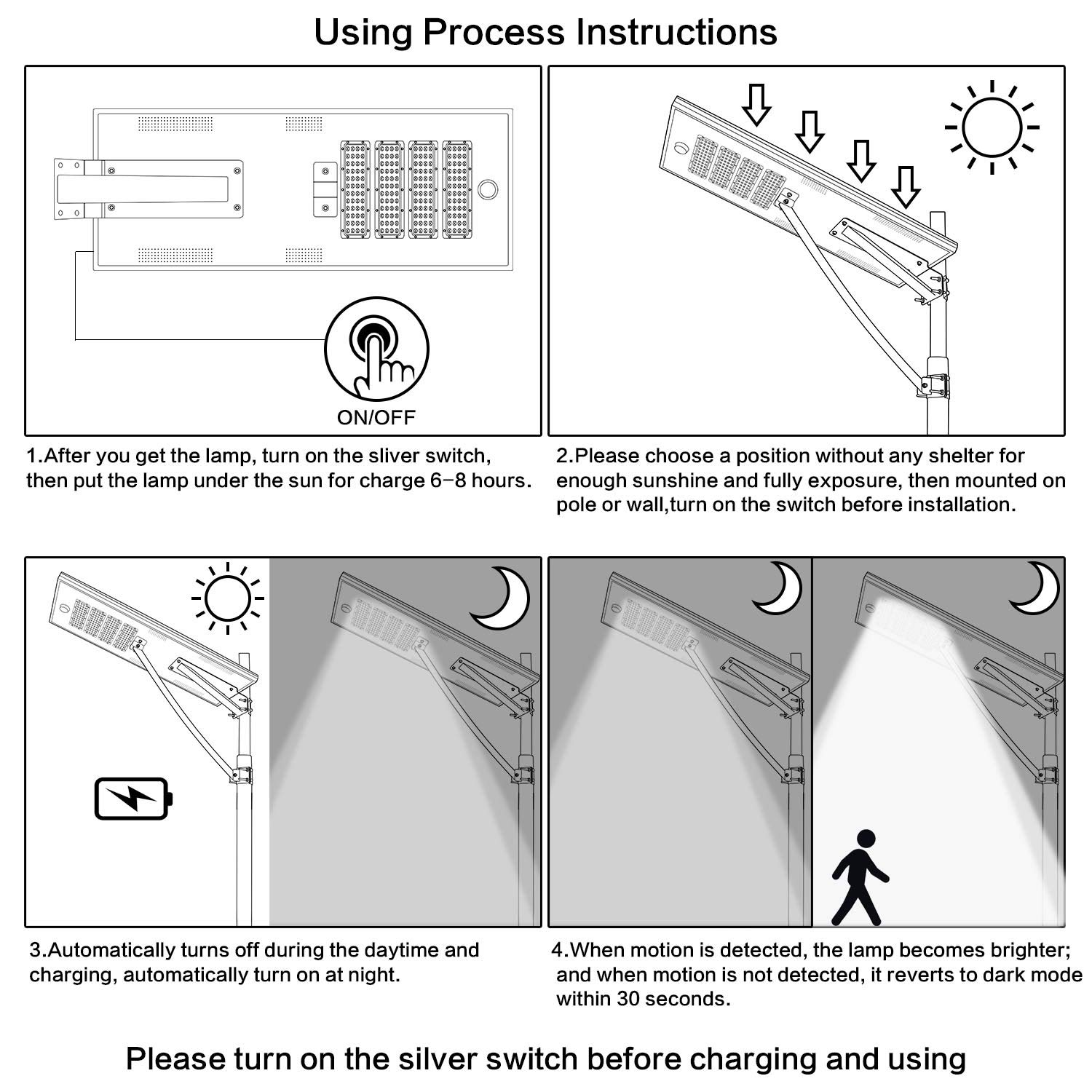 TENKOO 300W Solar Street Lights Outdoor Dusk to Dawn with Motion Sensor 192 LEDs 26000 Lumens IP65 Waterproof LED Flood Light for Parking Lot Yard Garden Street Basketball Court