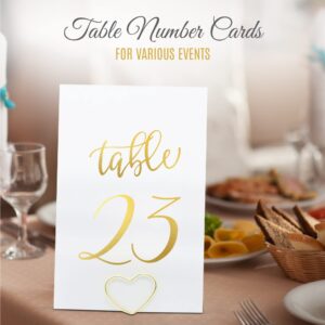 30 Pieces Table numbers For Wedding Reception With Pcs Number Holder , Holders Place cards Card Gold Numbers, white,gold