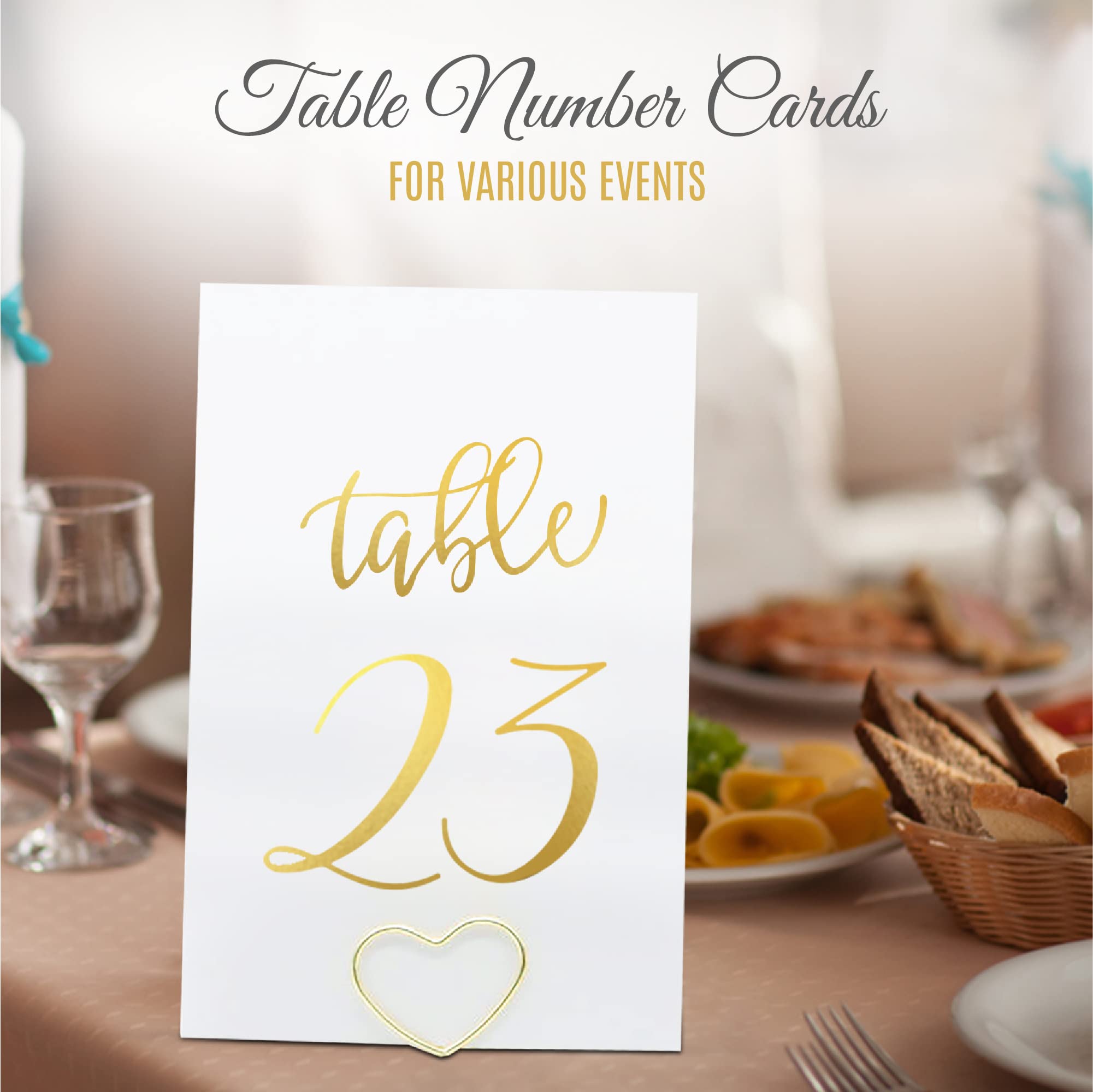 30 Pieces Table numbers For Wedding Reception With Pcs Number Holder , Holders Place cards Card Gold Numbers, white,gold