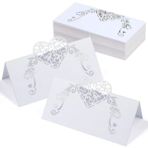 nuomi 50 pieces wedding table place cards white table numbers cards, tent cards, name cards for table setting, reception banquets dinner party supplies