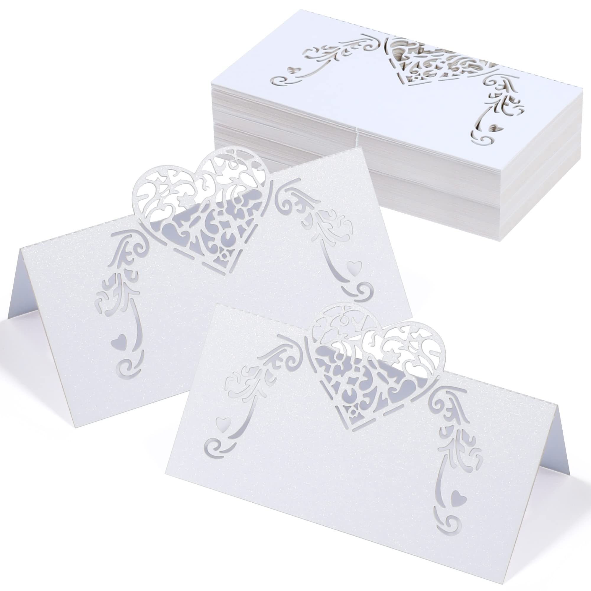 NUOMI 50 Pieces Wedding Table Place Cards White Table Numbers Cards, Tent Cards, Name Cards for Table Setting, Reception Banquets Dinner Party Supplies