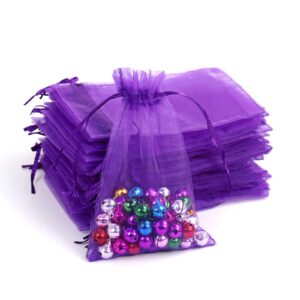 lautechco 100pcs organza bags 3x4 inches purple organza gift bags small mesh bags drawstring gift bags christmas drawstring organza gift bags (3x4 inches purple)