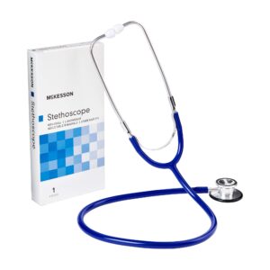 mckesson stethoscope, lightweight, double-sided chestpiece, adjustable binaurals, royal blue, 22 in, 1 count