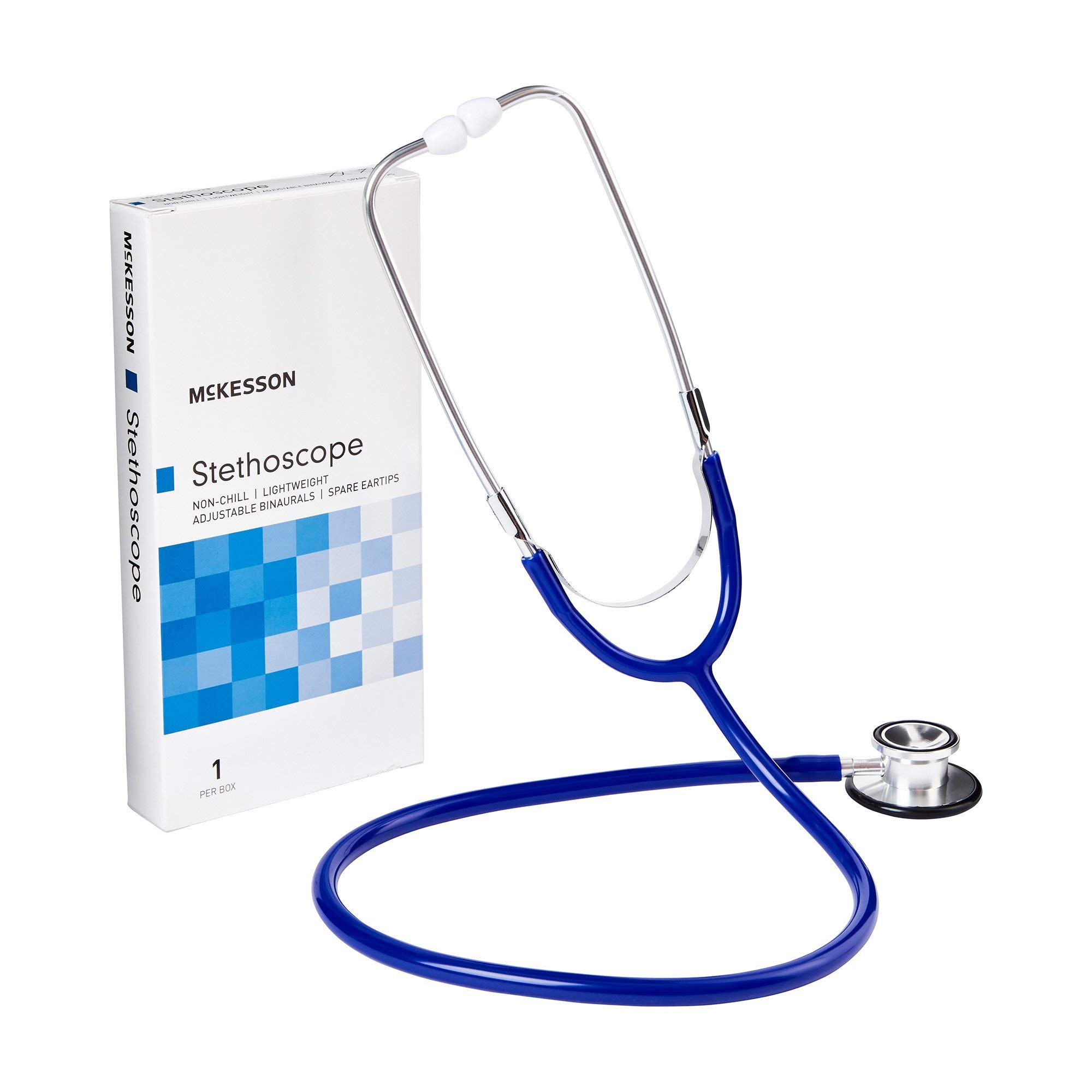 McKesson Stethoscope, Lightweight, Double-Sided Chestpiece, Adjustable Binaurals, Royal Blue, 22 in, 1 Count