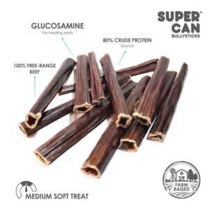 SUPERCAN BULLYSTICKS 6" Beef Bully Sticks for Small Medium Large Dogs (25pc) 100% Natural Dog Chews - Long Lasting Treats for Aggressive Chewers - Healthy Teeth