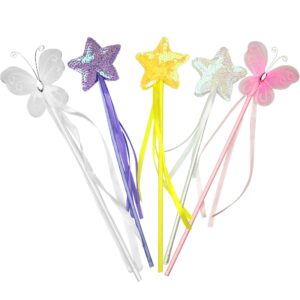 ppxmeeudc princess wand kit for girls magical toy wands for dress up halloween costume magic shows cosplay birthday party baby showers butterfly and star wands