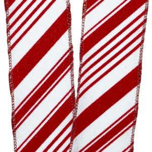 Candy Cane Wired Christmas Ribbon - 2 1/2" x 10 Yards, Red White Peppermint, Holiday, Garland, Gifts, Wrapping, Wreath