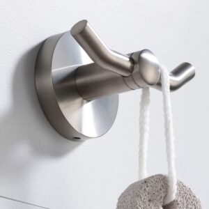 Kraus Elie Bathroom Robe and Towel Double Hook, Brushed Nickel Finish, KEA-18802BN