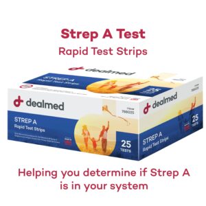 Dealmed Rapid Diagnostic Strep A Test Kits – Made in USA, CLIA-Waived, 25 Tests/Box (Pack of 1)