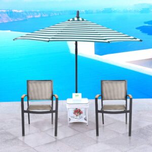 LUCKYERMORE Set of 4 Stacking Metal Patio Dining Chair - Heavy Duty Frame and Comfortable Mesh Seat Armchair for Commercial Restaurant Use