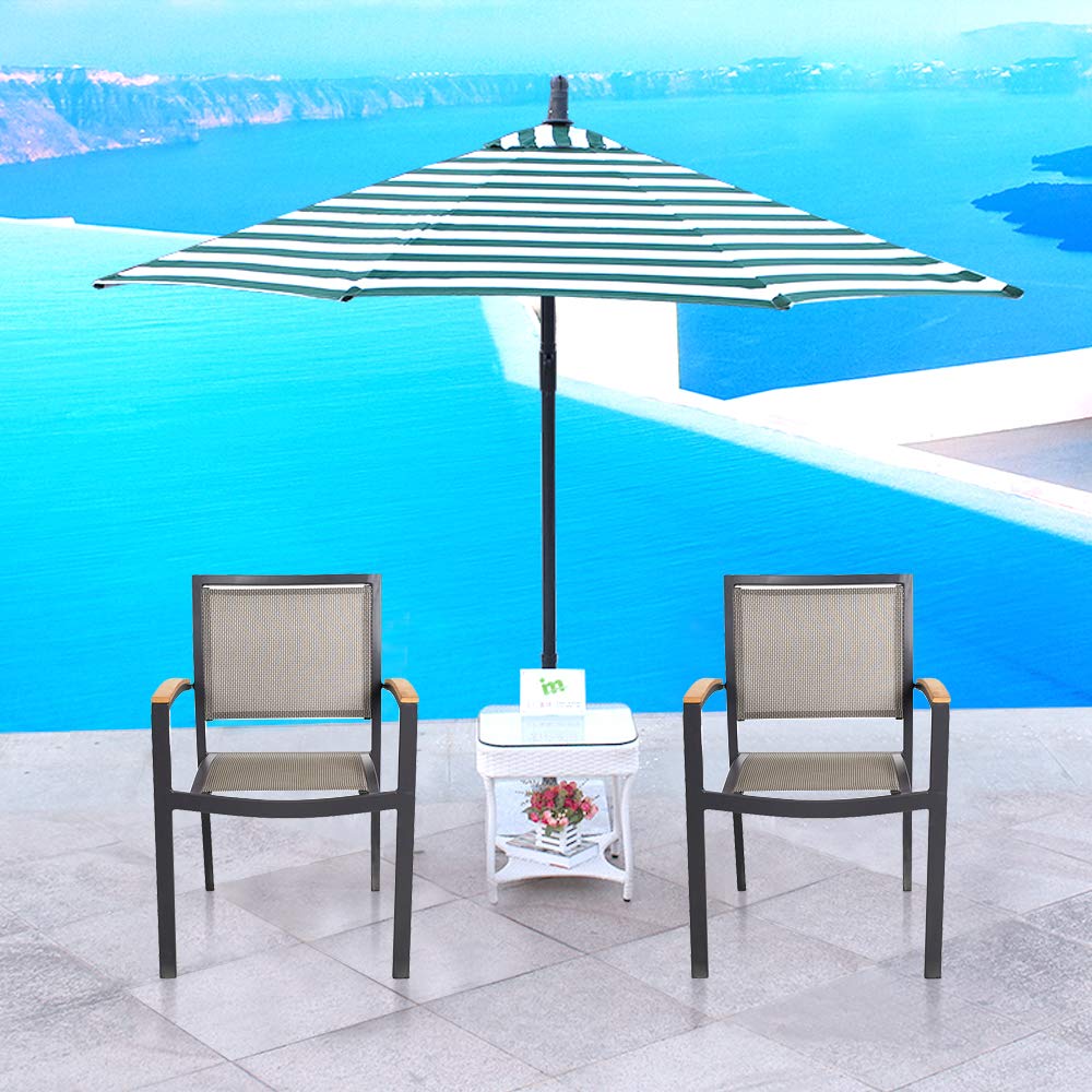 LUCKYERMORE Set of 4 Stacking Metal Patio Dining Chair - Heavy Duty Frame and Comfortable Mesh Seat Armchair for Commercial Restaurant Use