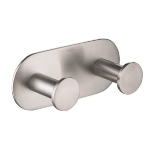 kraus elie bathroom robe and towel double hook, brushed nickel finish, kea-18803bn