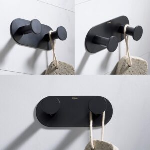 Kraus Elie Bathroom Robe and Towel Double Hook, Matte Black Finish, KEA-18803MB