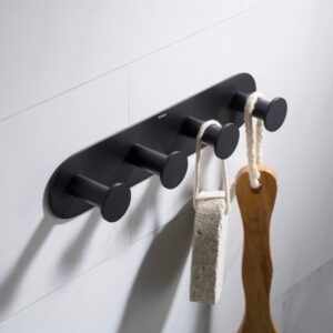 Kraus Elie Bathroom Robe and Towel Hook Rack with 4 Hooks, Matte Black Finish, KEA-18804MB