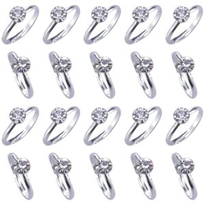 topoox 80 pack bridal shower rings silver diamond engagement rings for wedding table decorations, party games, cupcake toppers