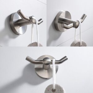 Kraus Elie Bathroom Robe and Towel Double Hook, Brushed Nickel Finish, KEA-18802BN