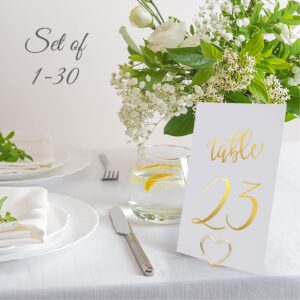 30 pieces table numbers for wedding reception with pcs number holder , holders place cards card gold numbers, white,gold