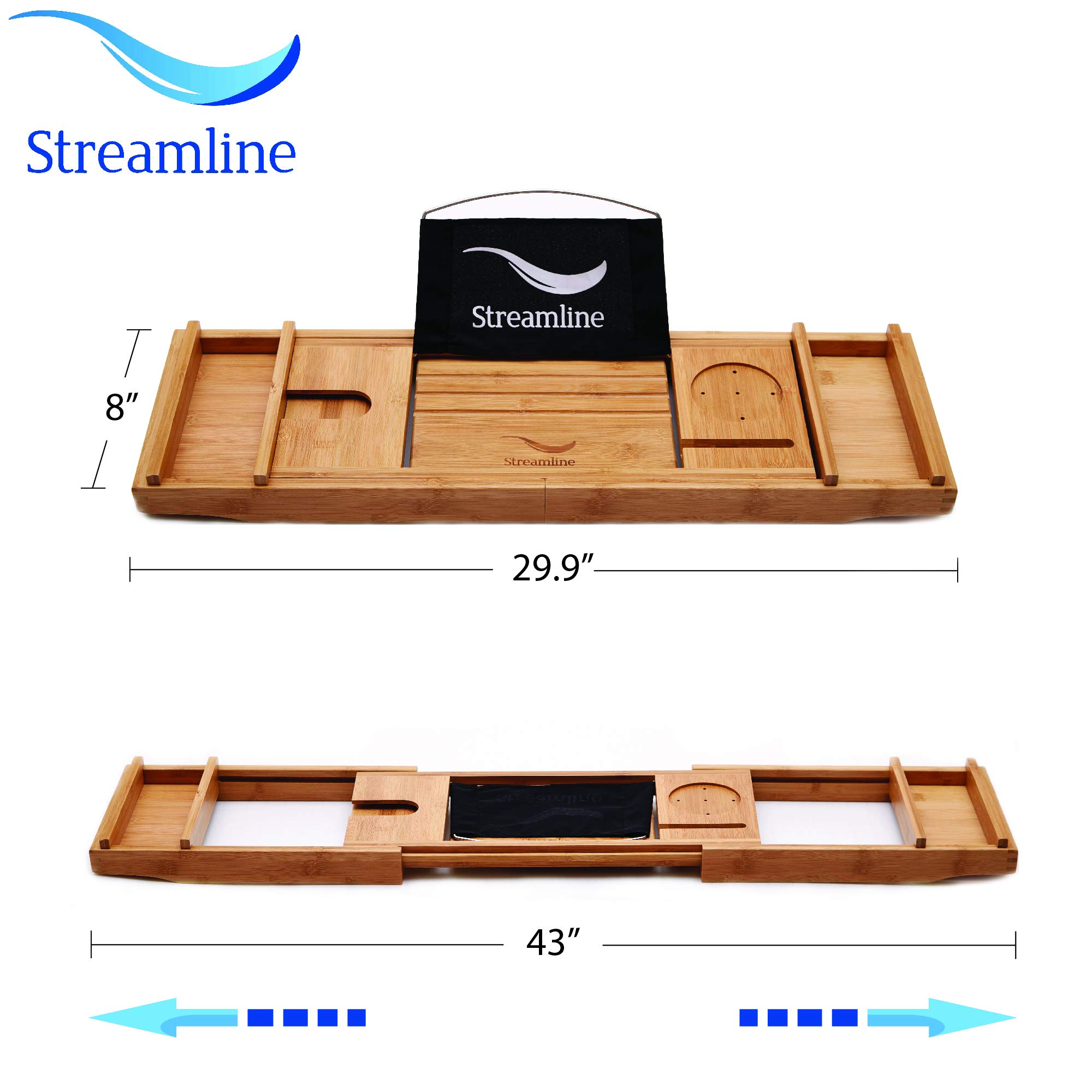 Streamline | Clawfoot 59" N1120GLD-CH Acrylic Bathtub, Black | Comes with External Drain And Chrome Overflow | Bamboo Tray Included