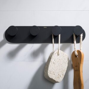 Kraus Elie Bathroom Robe and Towel Hook Rack with 4 Hooks, Matte Black Finish, KEA-18804MB