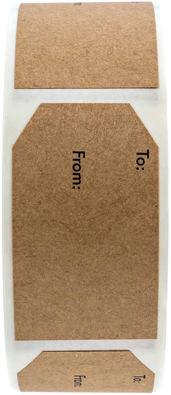 1.15" x 2" Natural Brown Kraft to and from Gift Tag Stickers / 500 Brown Kraft to from Present Labels/Christmas Holiday Present Labels/Made in The USA