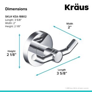 Kraus Elie Bathroom Robe and Towel Double Hook, Chrome Finish, KEA-18802CH