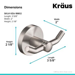 Kraus Elie Bathroom Robe and Towel Double Hook, Brushed Nickel Finish, KEA-18802BN