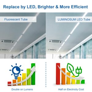 LUMINOSUM T8/T10/T12 4 Foot LED Light Tube 20W 48 inch, 40W Equivalent, Natural White 4000K, Frosted Cover, Dual-end Powered, Ballast Bypass Retrofit, ETL Listed, 10-Pack