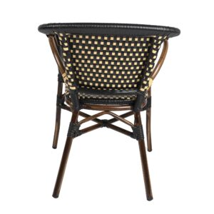 KARMAS PRODUCT 4 Piece Patio Rattan Wicker Chair, Indoor Outdoor Use Garden Lawn Backyard Bistro Cafe Stack Chair,All Weather Resistant