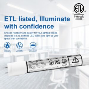 LUMINOSUM T8/T10/T12 4 Foot LED Light Tube 20W 48 inch, 40W Equivalent, Natural White 4000K, Frosted Cover, Dual-end Powered, Ballast Bypass Retrofit, ETL Listed, 10-Pack