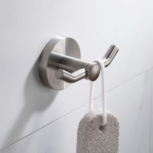 Kraus Elie Bathroom Robe and Towel Double Hook, Brushed Nickel Finish, KEA-18802BN