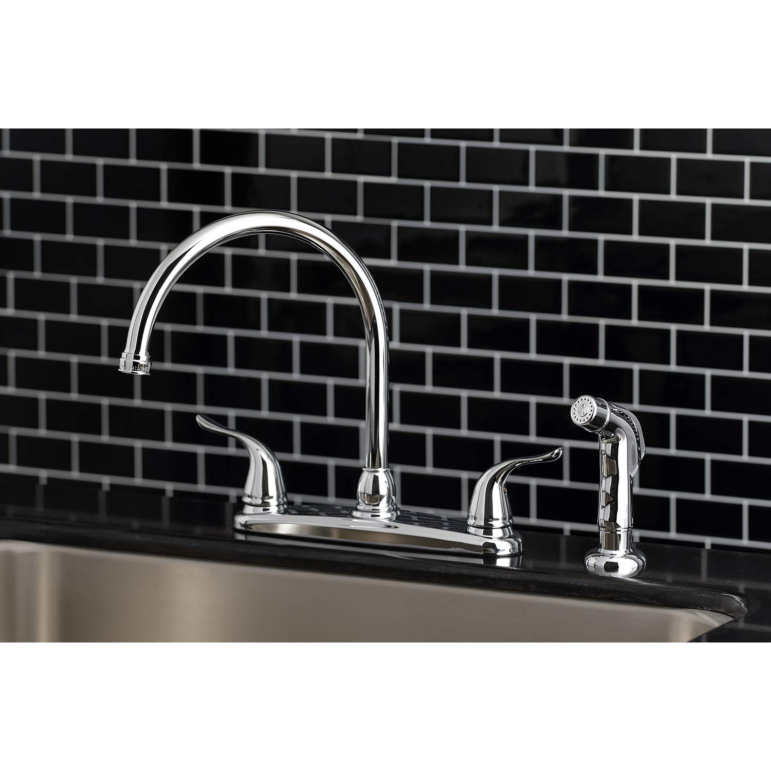 Kingston Brass KB791YLSP Yosemite 8" Centerset Kitchen Faucet, 8-3/4 inch in Spout Reach, Polished Chrome