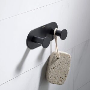 Kraus Elie Bathroom Robe and Towel Double Hook, Matte Black Finish, KEA-18803MB