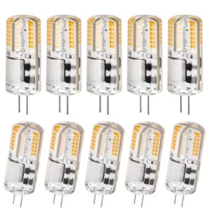 dicuno g4 3w bi-pin led bulb, 30w t3 halogen bulb equivalent, ac/dc 12v warm white 3000k, non-dimmable led light bulb for home landscape of 10 pcs