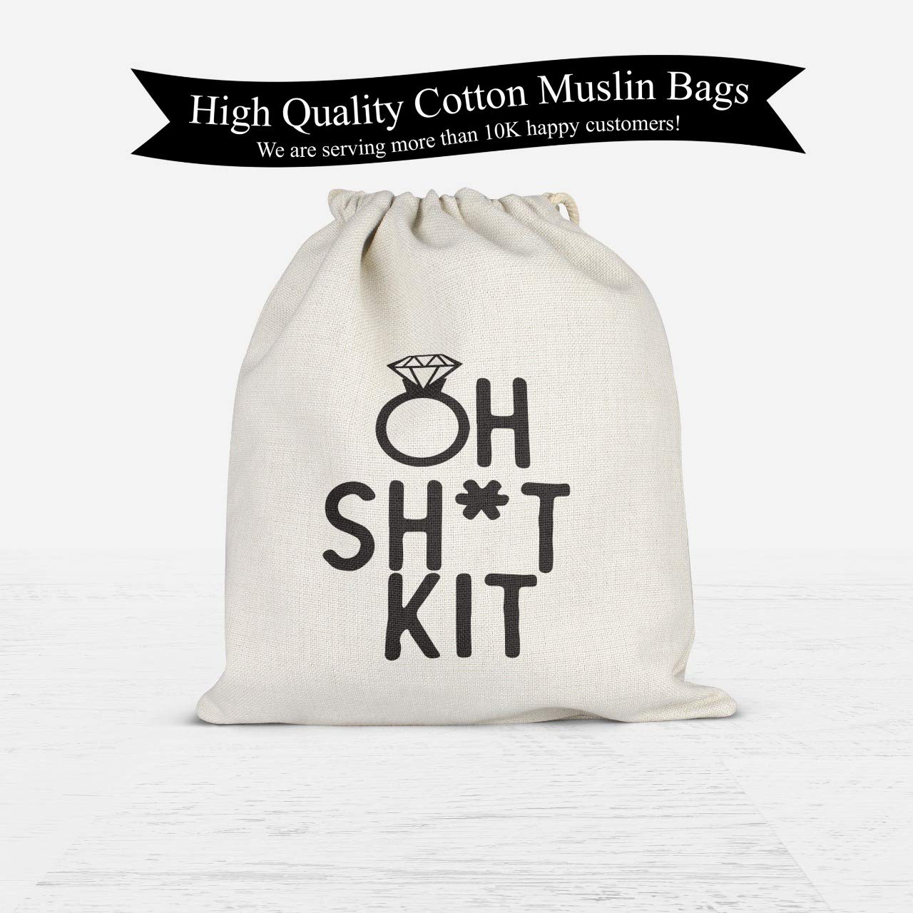 Oh Shit Kit Drawstring Hangover Bachelorette Kit Bags Cotton Muslin Drawstring Bags for Bridal Shower Hen's Party Kit Bag