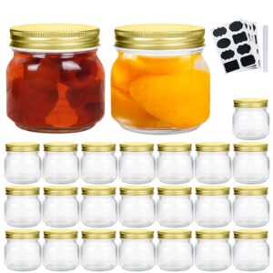 encheng 8 oz glass jars with lids,ball regular mouth mason jars for storage,canning jars for caviar,herb,jelly,jams,honey,dishware safe,set of 24