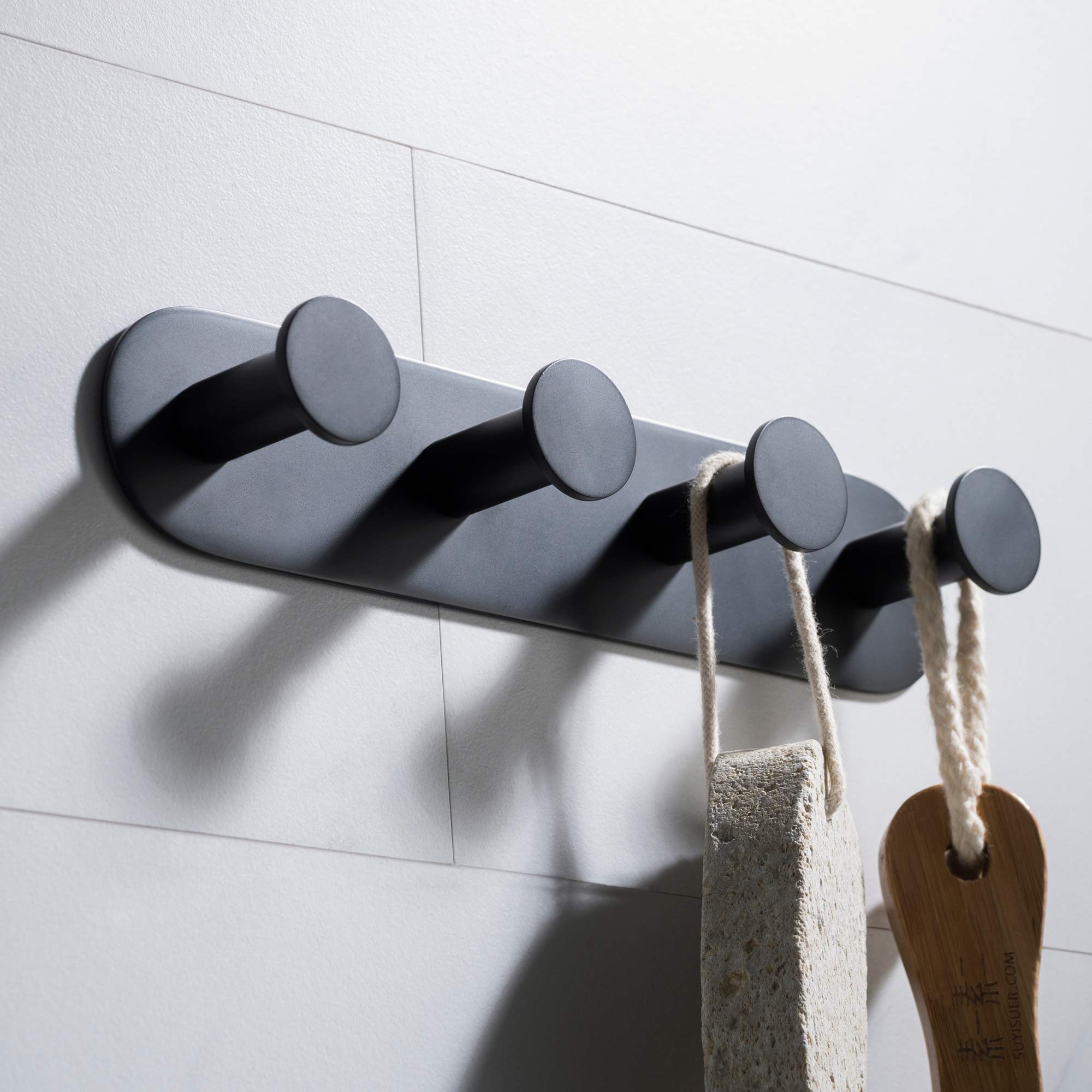 Kraus Elie Bathroom Robe and Towel Hook Rack with 4 Hooks, Matte Black Finish, KEA-18804MB